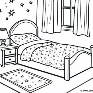 Coloriage d'un lit en hauteur à Télécharger ou à Imprimer gratuitement