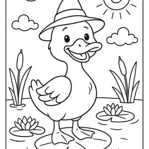 Coloring page of the duck and the frog Download or Print for free