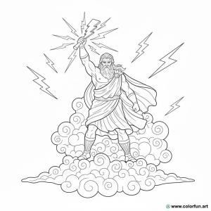 Desenhos para colorir do deus grego Zeus, mestre do trovão Para Baixar ...