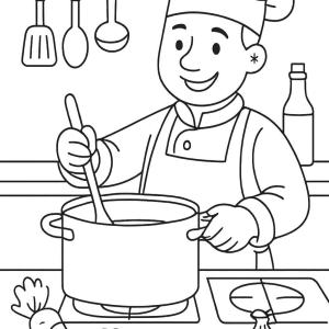 Coloriage de cuisinier simple à imprimer à Télécharger ou à Imprimer ...